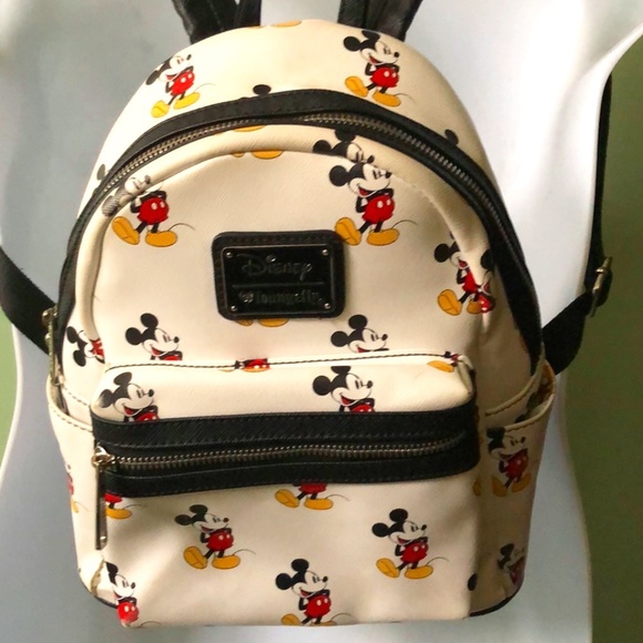 Loungefly | Bags | Disney Loungefly Mickey Mouse White Leather Backpack ...